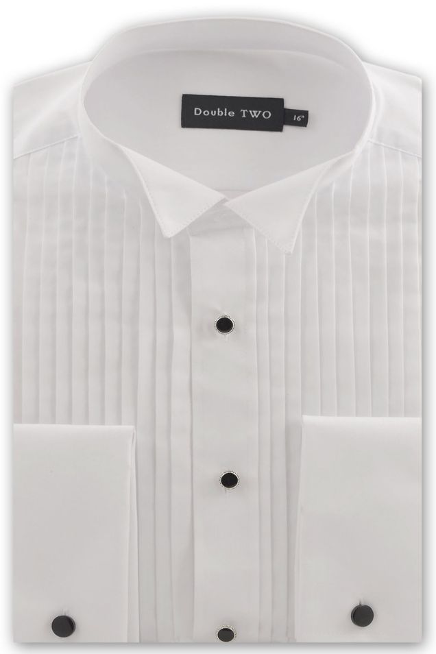 Wing Collar Stitch pleat Double Cuff Dress Shirt